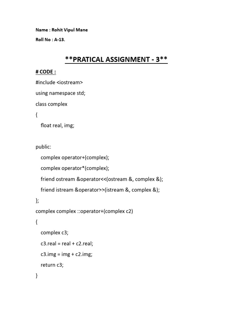 Pratical Assignment No 3 Oops Prinout | PDF