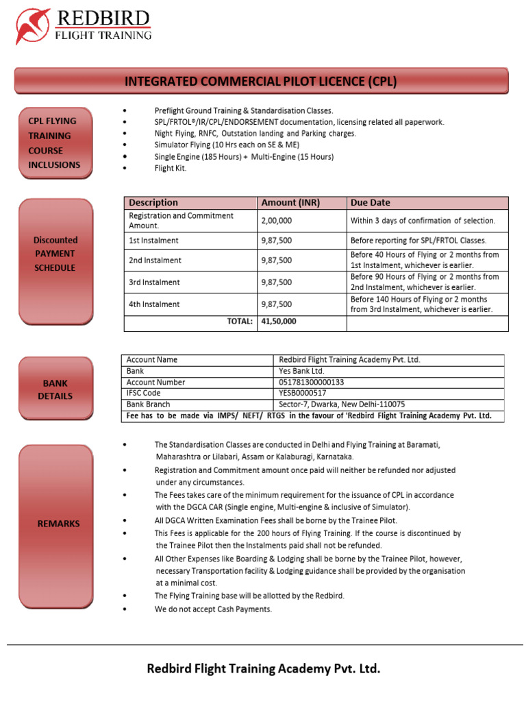 CPL Flying Quotation (41.50 Lacs) | PDF | Aviation