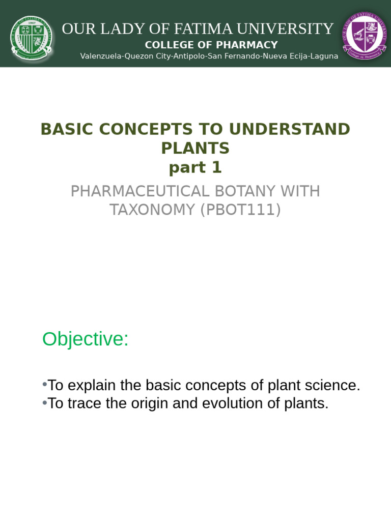 PBOT111 Topic 1 Basic Concepts To Understand Plants Part 1 | PDF | Botany | Experiment