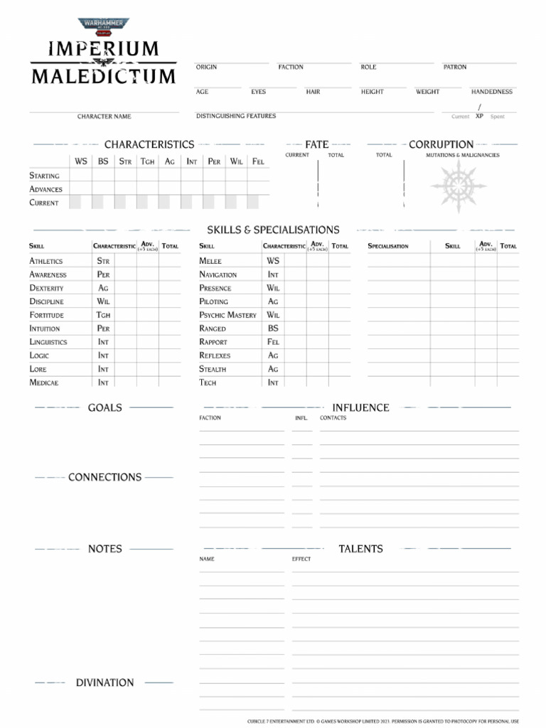 IM Character Sheet Printer Friendly 230323 1 | PDF