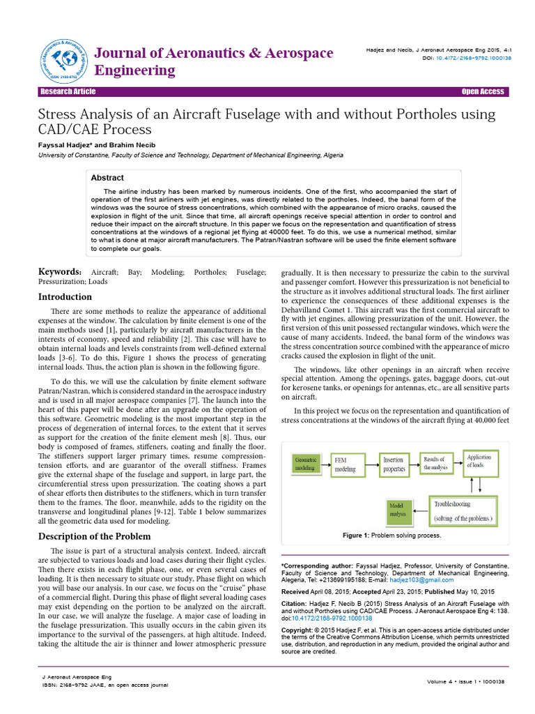 Stress Analysis of An Aircraft Fuselage | PDF | Bending | Stress (Mechanics)