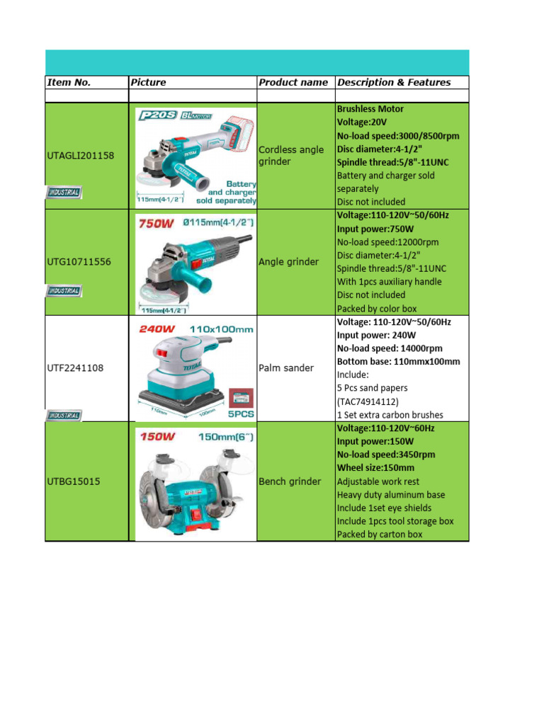 Item No. Picture Product Name Description & Features: UTAGLI201158 ...