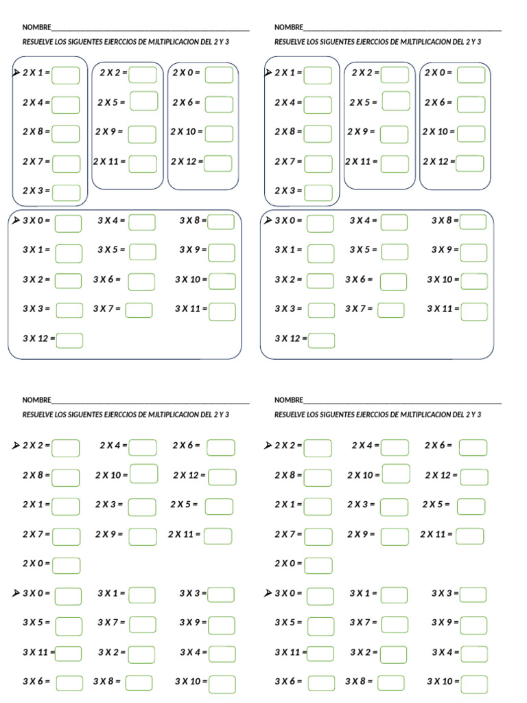 Reforzamiento de La Tabla de Multiplicar Del 2 y 3 | PDF