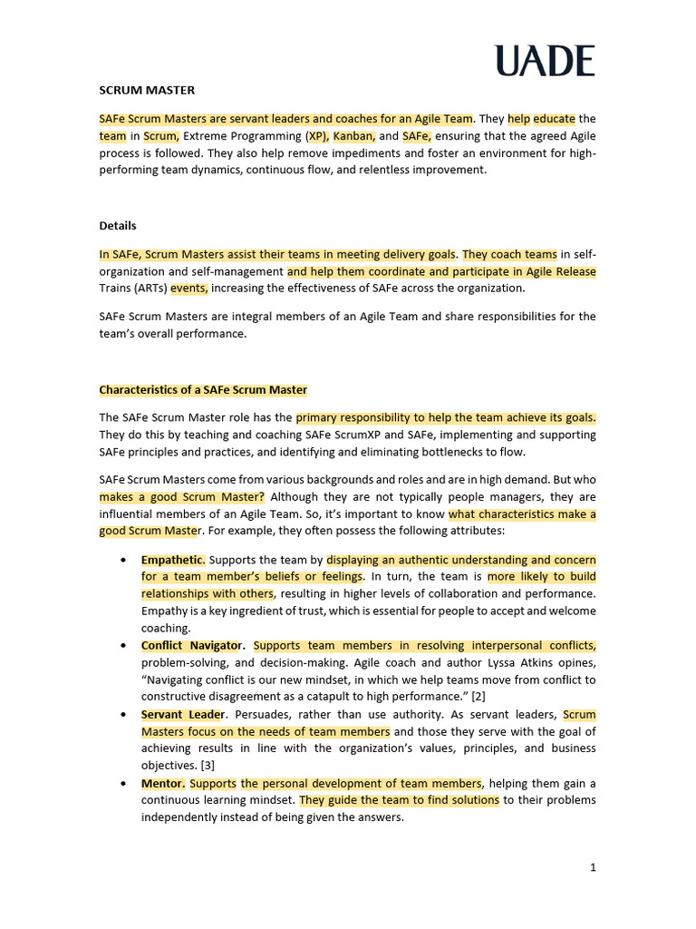 Scrum Master | PDF | Scrum (Software Development) | Agile Software Development