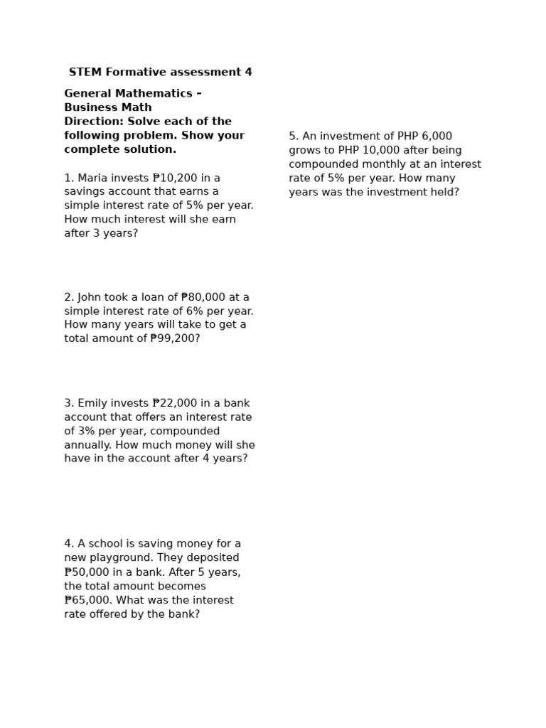 STEM Formative Assessment 4 | PDF
