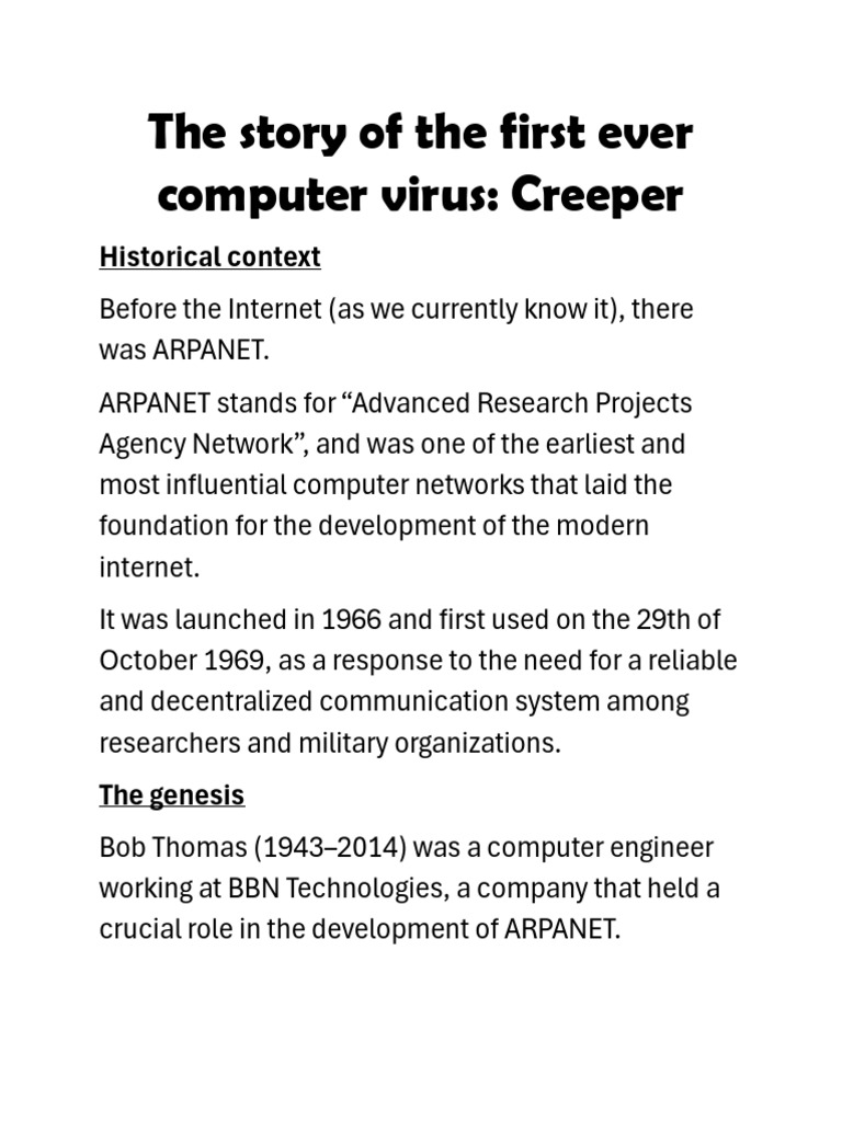 The Story of The First Ever Computer Virus | PDF | Computer Virus ...