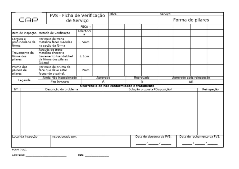 FORM 70 - 01 - FVS - Forma de Pilares | PDF