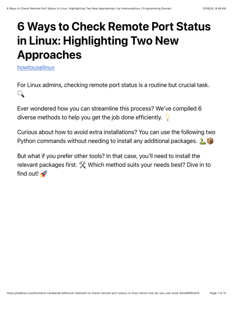 6 Ways To Check Remote Port Status in Linux: Highlighting Two New ...