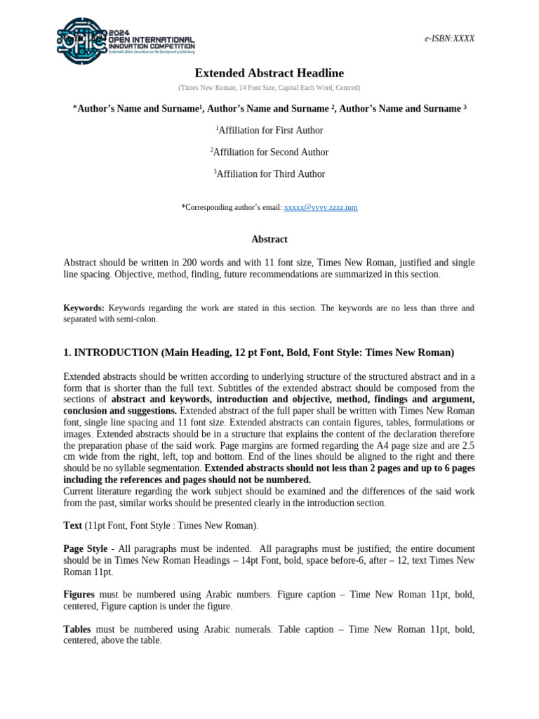 Template Extended Abstract OpIIC2024 | PDF | Times New Roman | Paragraph