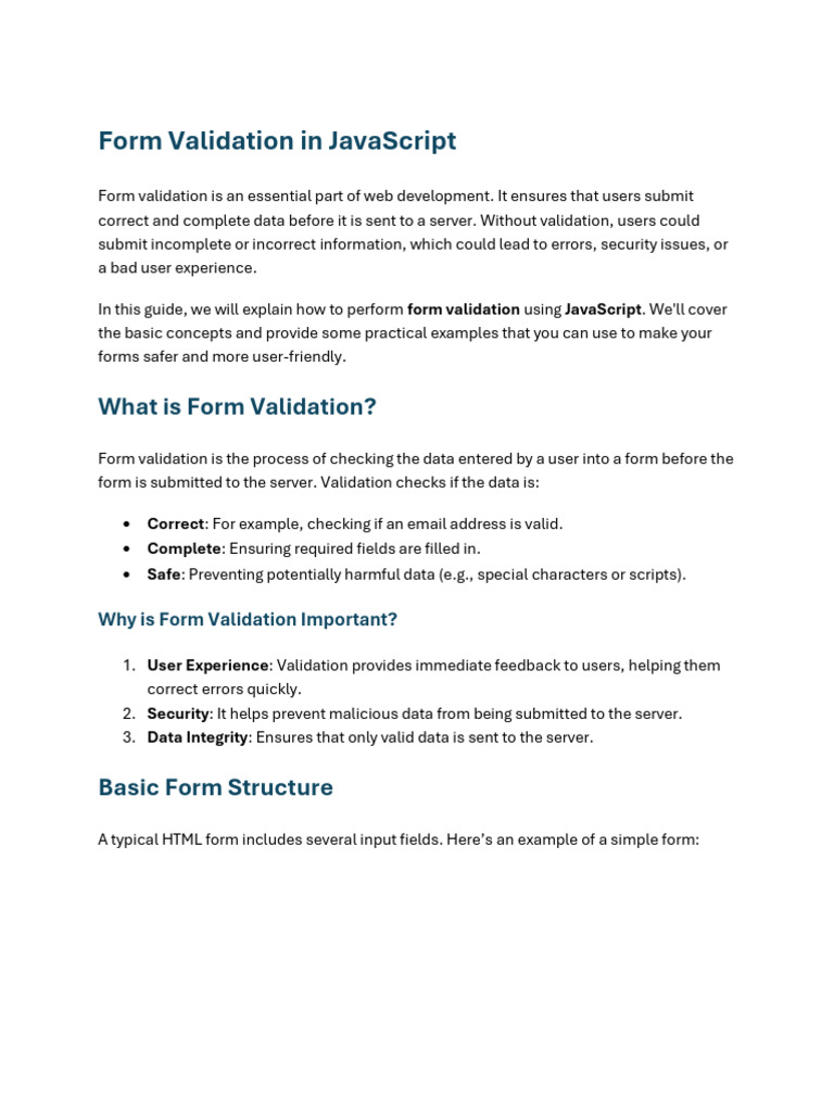 Form_Validation_in_JavaScript | PDF | Java Script | Computing Form_Validation_in_JavaScript | PDF | Java Script | Computing