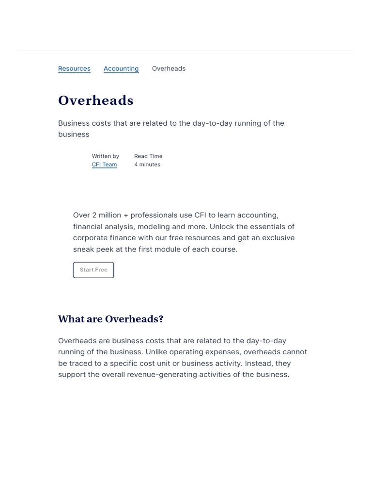 Overheads - Definition, Types, and Practical Examples | PDF | Insurance ...