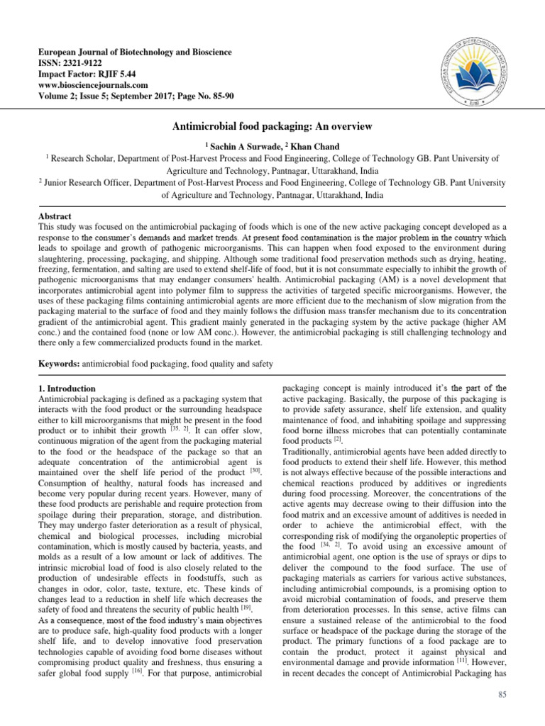 Antimicrobial Food Packaging An Overview-118672293 | PDF ...