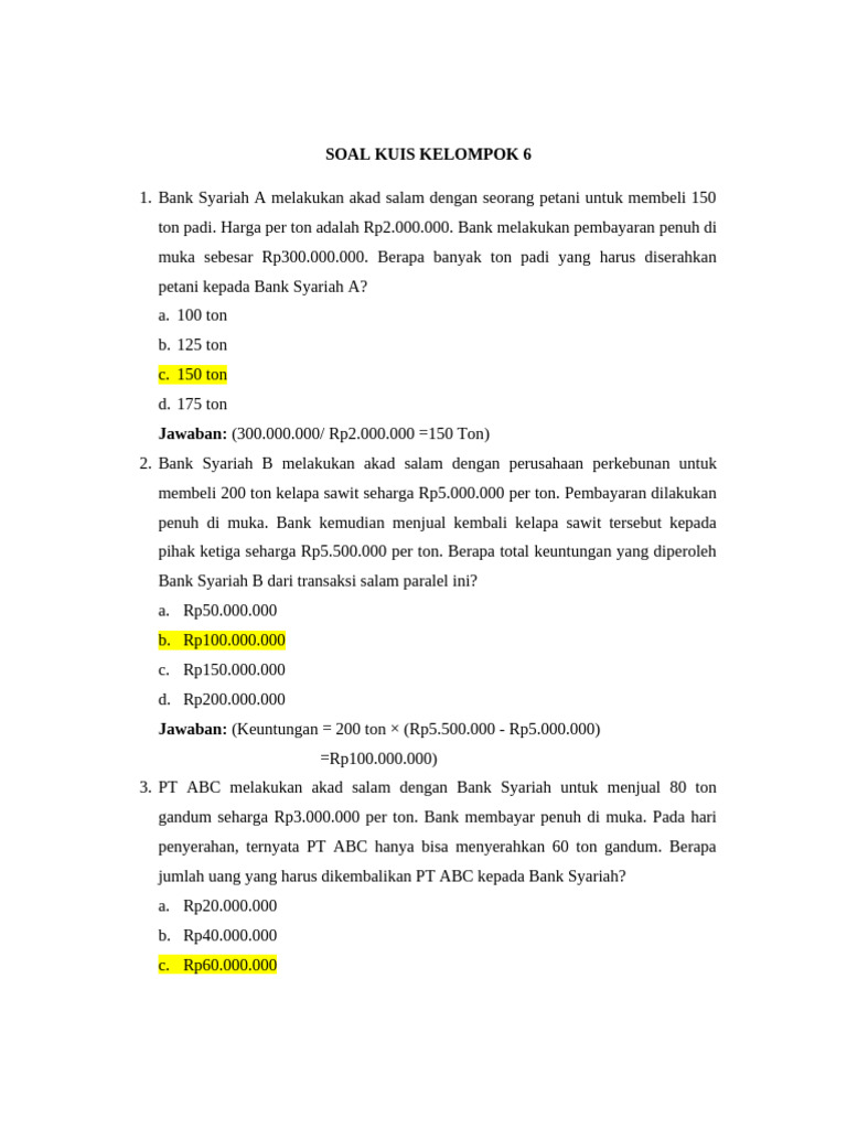 Soal Kuis Kelompok 6 | PDF