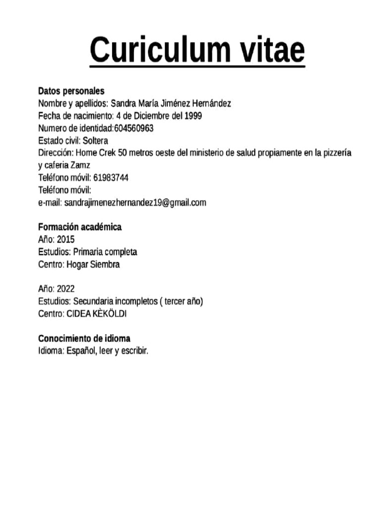 Currículum Sandra 1 | PDF