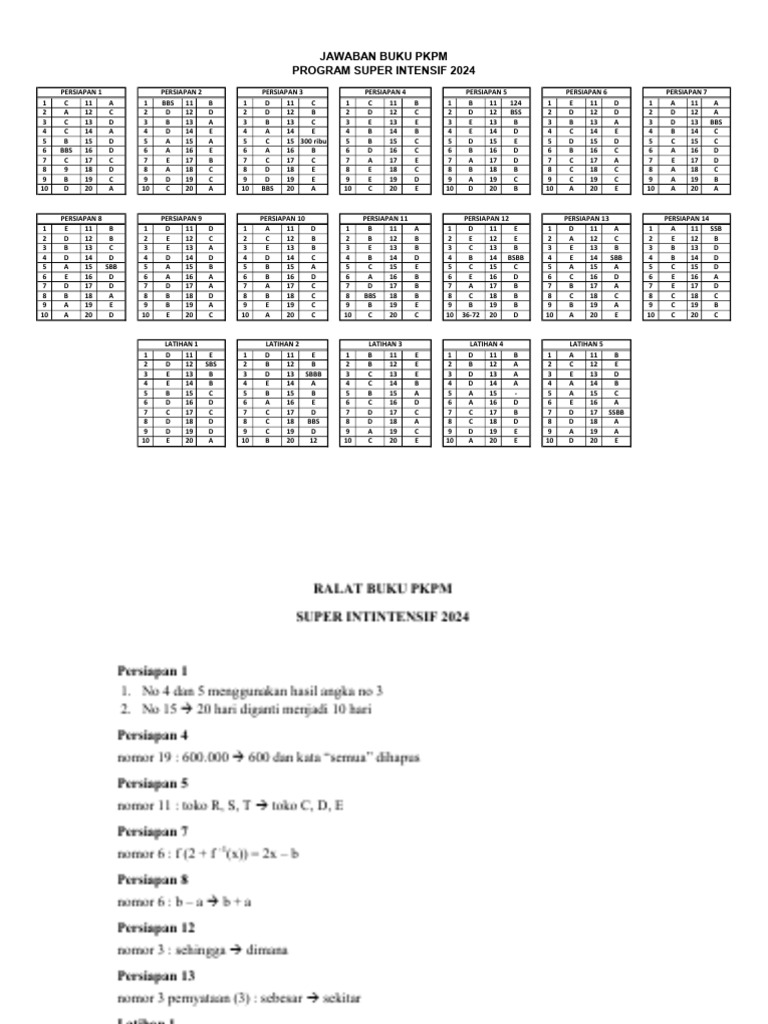 Jawaban PKPM Super Intensif 2024 | PDF