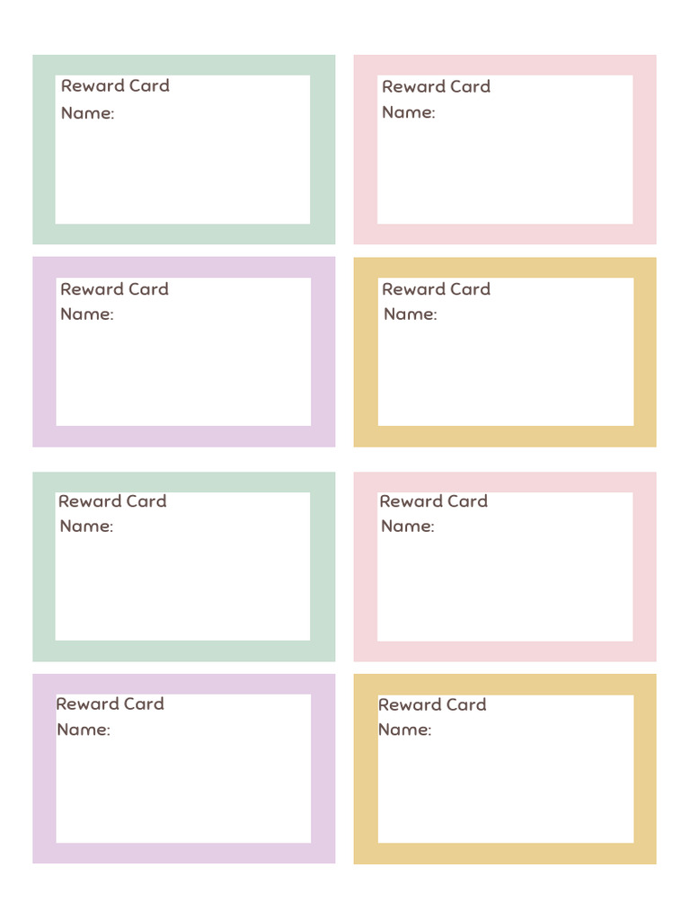 Pastel Behavior Primary School Reward Card | PDF