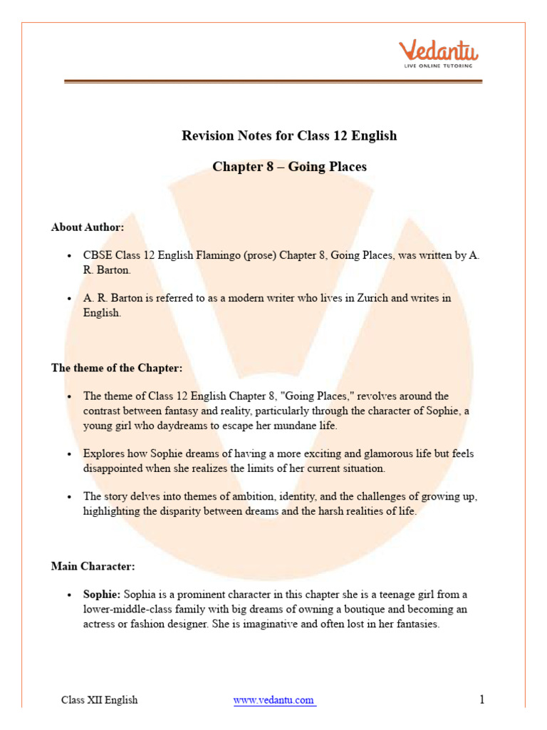 CBSE English Flamingo Chapter 8 Going Places Summary Notes - FREE PDF ...