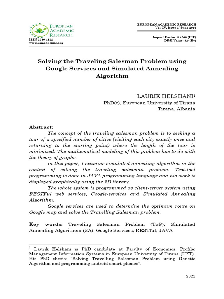 Solving The Traveling Salesman Problem U | PDF | Mathematical Relations ...