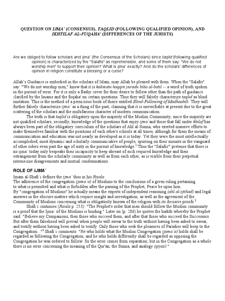 Ikhtilaf Al-Fuqaha' (Differences of The Jurists) | PDF | Sahabah | Hadith