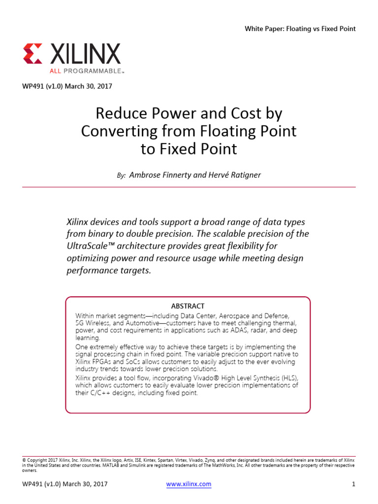 Wp491 Floating To Fixed Point Pdf Field Programmable Gate Array Digital Signal Processor