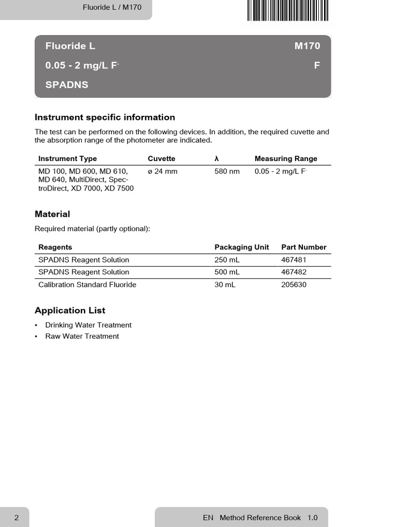 Fluoride 0,05-2 MG 467481 | PDF | Calibration | Metrology