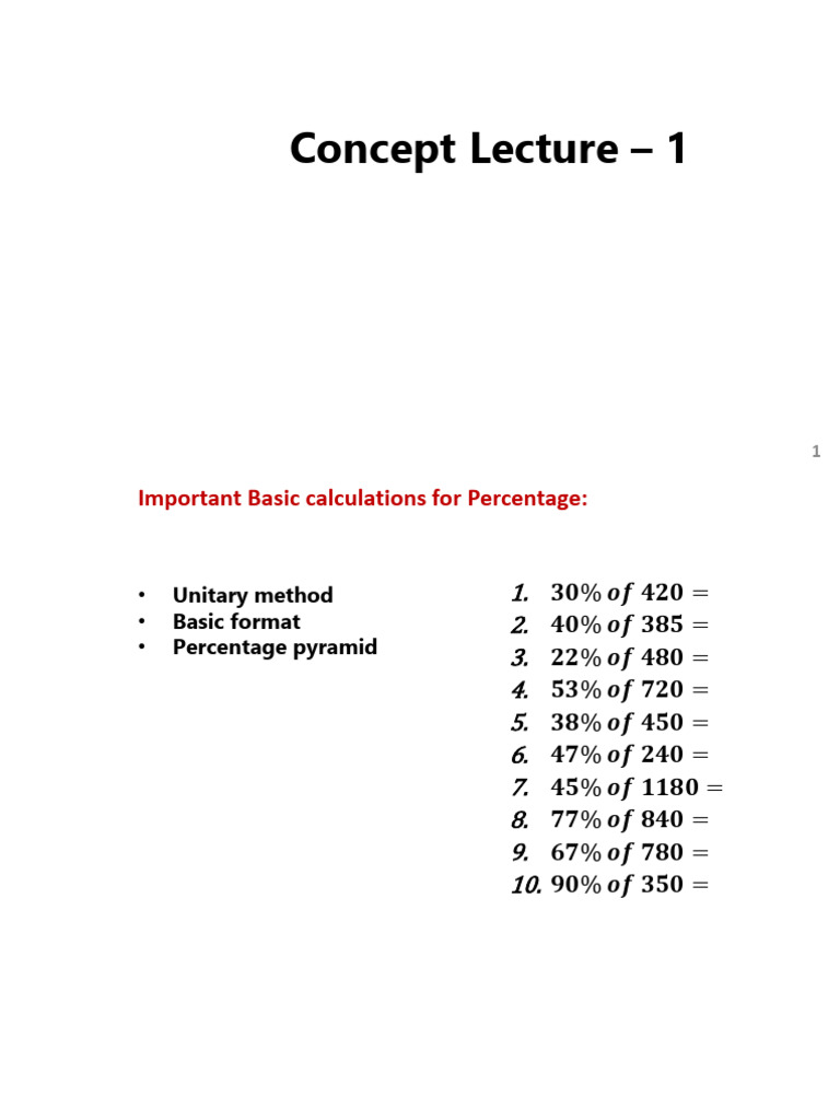 Concept Lecture 1 N | PDF | Percentage | Mathematics Concept Lecture 1 N | PDF | Percentage | Mathematics