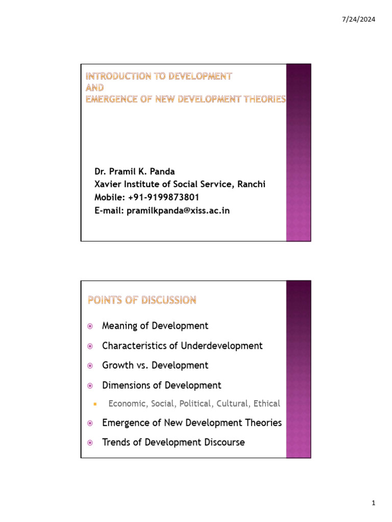 U1. PPT Slides-Introduction To Development and Emergence of New ...