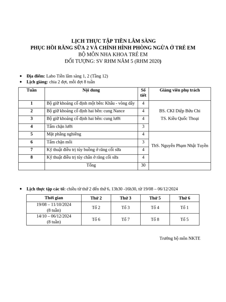 LỊCH TLS NĂM 5 RHM 2020 | PDF