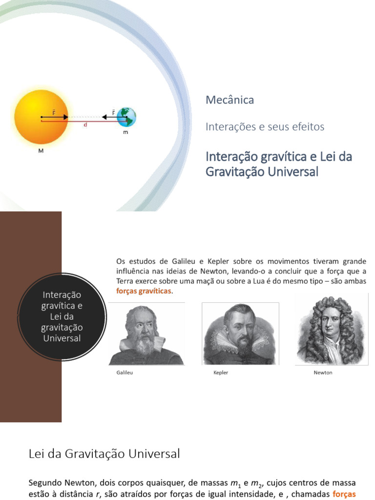 Interação Gravitacional e Newton | PDF | Métodos e Materiais de Ensino