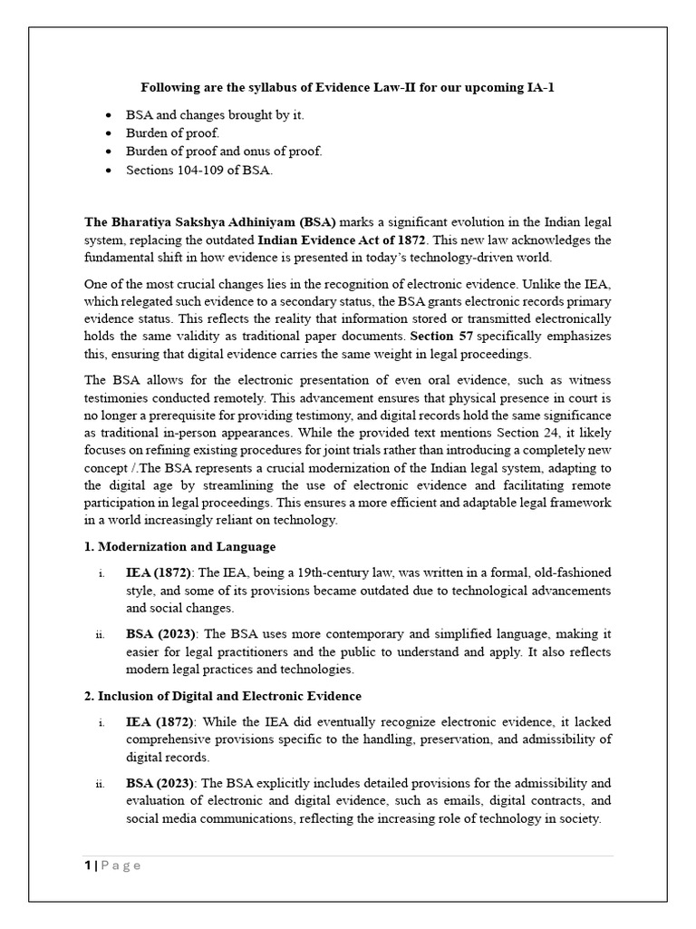 Internal BSA | PDF | Burden Of Proof (Law) | Evidence (Law)