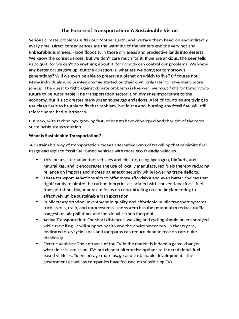 The Future of Transportation | PDF | Electric Vehicle | Transport