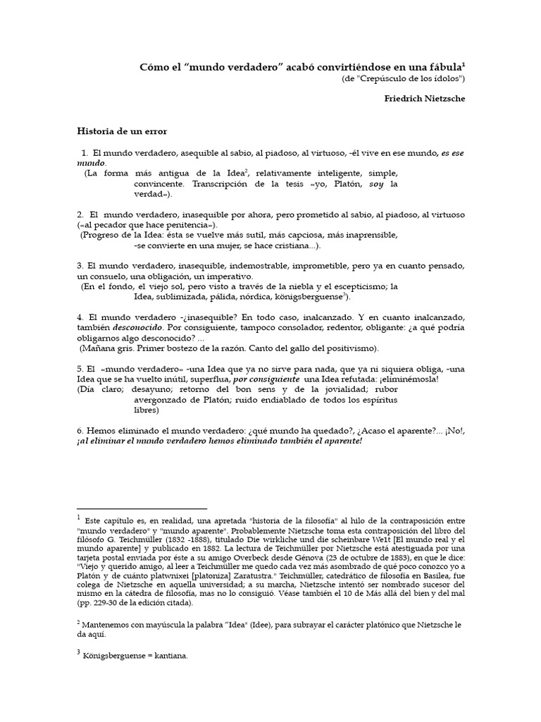11-Nietzsche-Como El - Mundo Verdadero | PDF | Friedrich Nietzsche ...