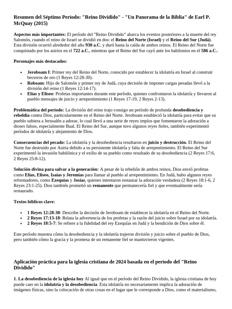 Séptimo Rey de Israel y la Idolatría | PDF | Libros de reyes | Creencia ...