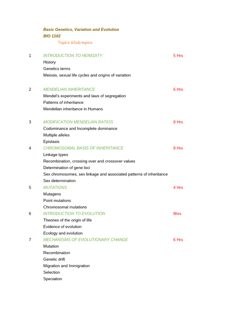 Basic Genetics BIO 1102 On-Line - Aug 2024 | PDF | Dominance (Genetics ...