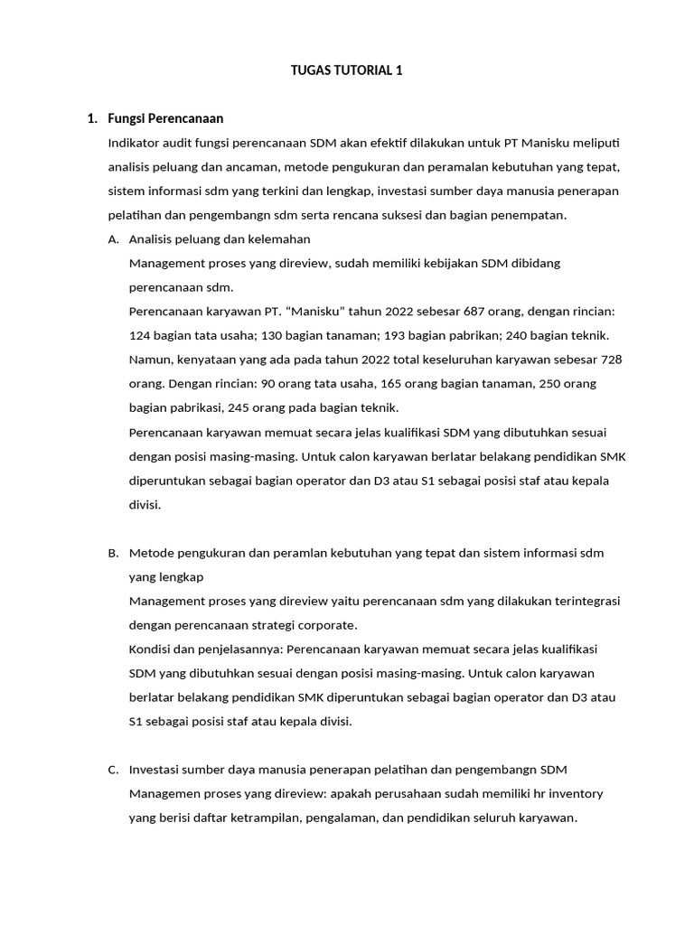 Tugas 1 Audit SDM | PDF | Karier & Perkembangan | Bisnis