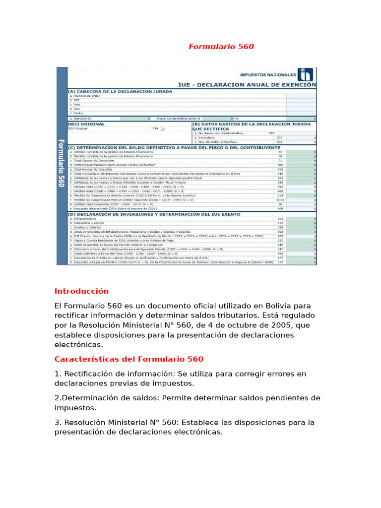 Formulario 560: Rectificación Tributaria | PDF | Impuestos | Contribuyente