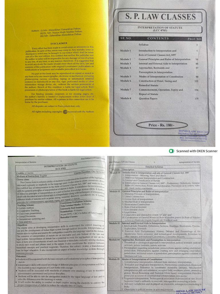 Interpretation of Statutes Pathan Notes | PDF