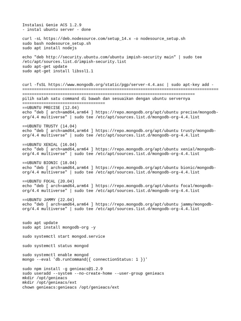 Install GenieACS1.2.9 | PDF | Computer Architecture | Software