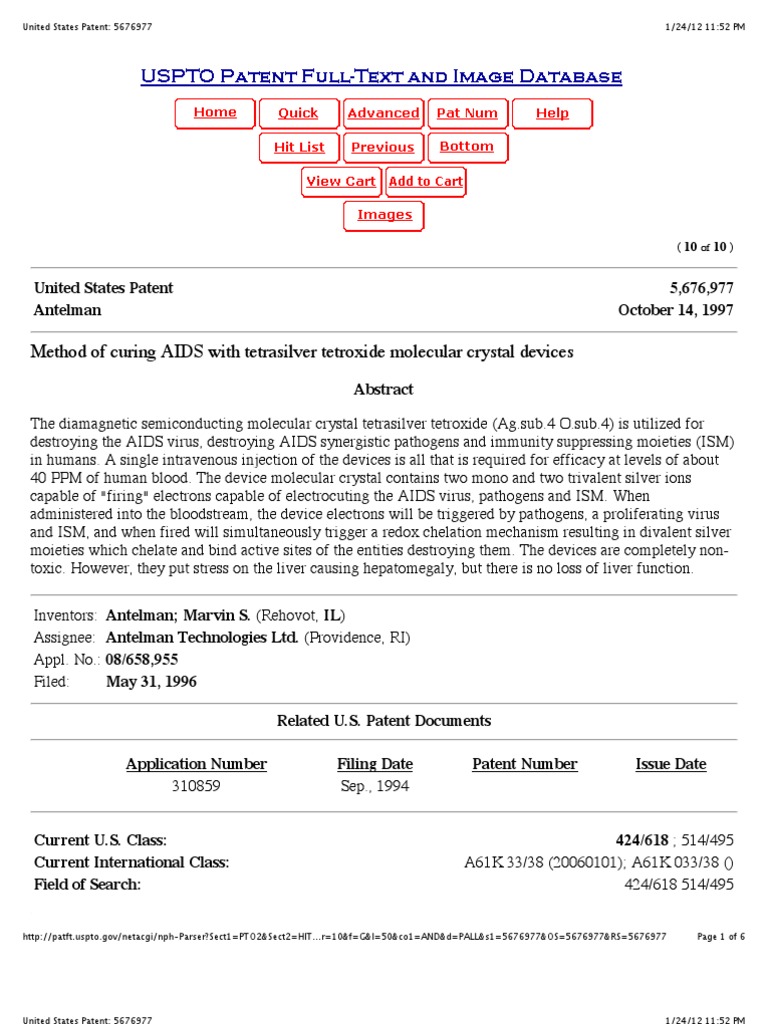 United States Patent: 5676977 | PDF | Hiv/Aids | Immune System