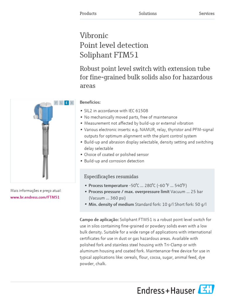Endress-Hauser Soliphant M FTM51 PT | PDF | Solid | Switch