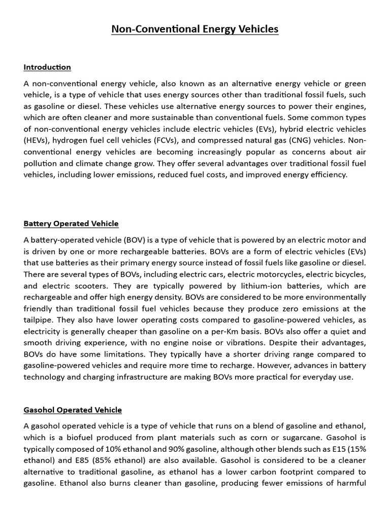 Understanding Non-Conventional Vehicles | PDF | Hybrid Vehicle | Fuel Cell