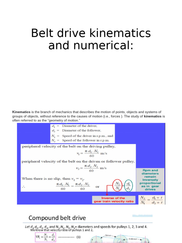 Understanding Belt Drive Kinematics | PDF