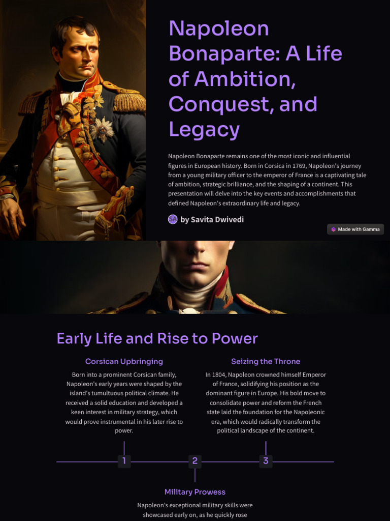 Napoleon Bonaparte A Life of Ambition Conquest and Legacy | PDF ...