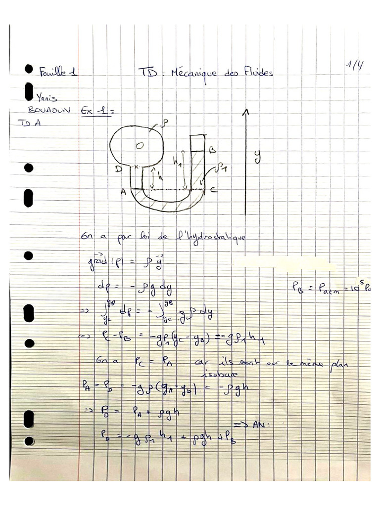 TD 1 Méca Fluide | PDF