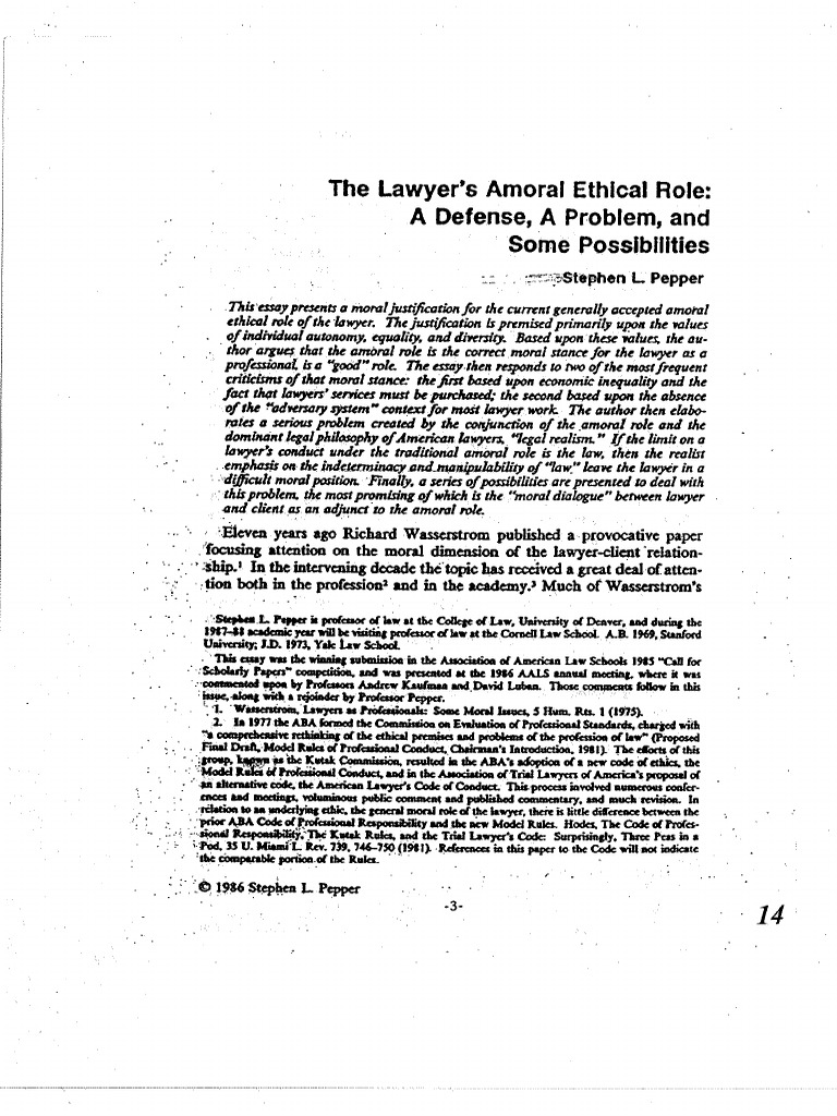 4 Reading-Amoral and Ethical Role 1 | PDF