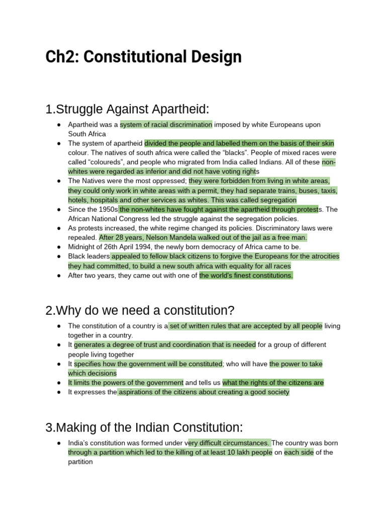 Ch2 - Constitutional Design | PDF | Apartheid | Justice