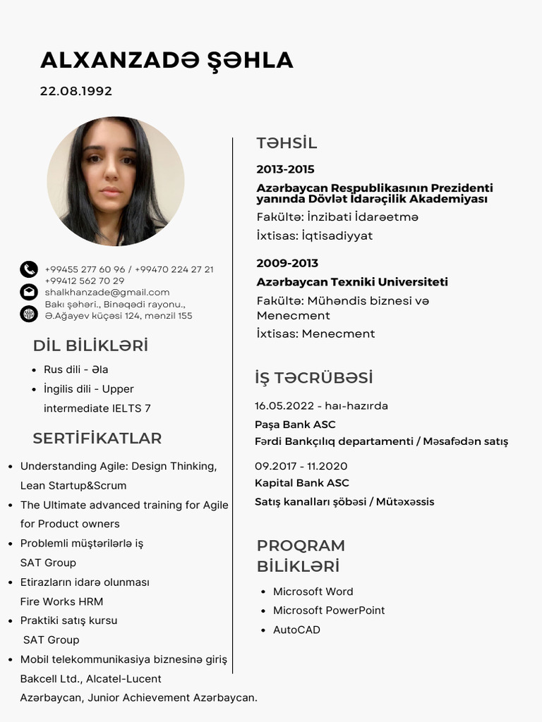 Alxanzadə Şəhla CV3 | PDF