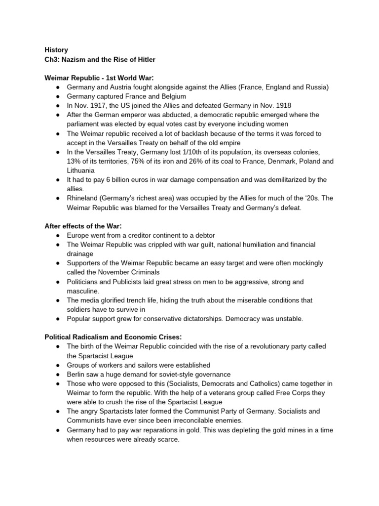 Ch3 - Nazism and The Rise of Hitler | PDF | Weimar Republic | Adolf Hitler