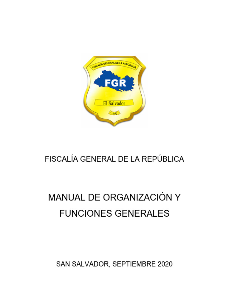 Manual de Organizacion y Funciones Generales Septiembre 2020 | PDF | Fiscal | Gobierno