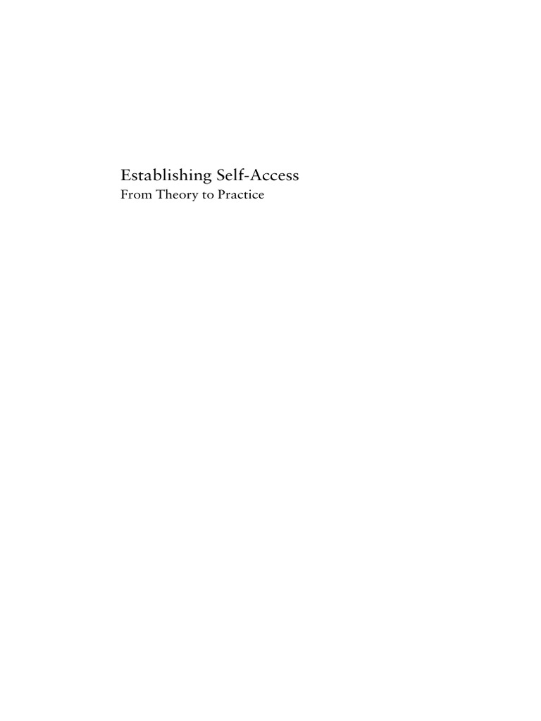 Establishing Self-Access: From Theory To Practice | PDF | Learning ...
